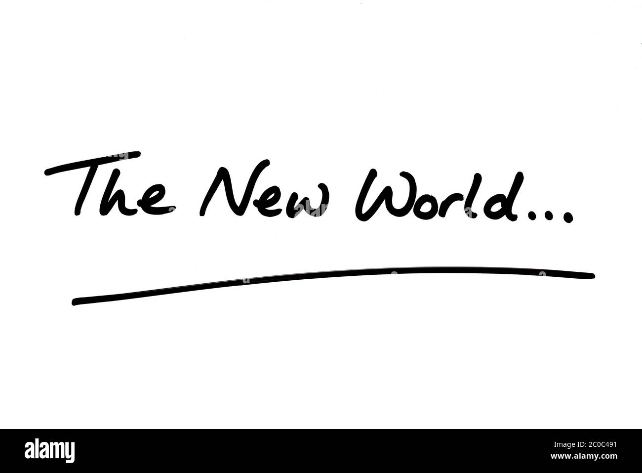 The New World… handwritten on a white background Stock Photo - Alamy