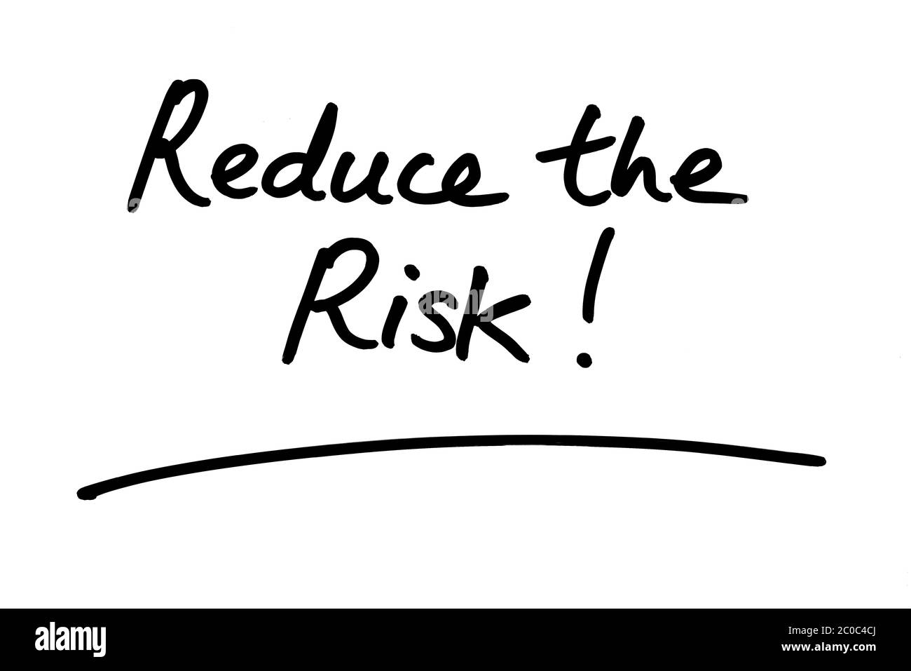 Reduce the Risk! handwritten on a white background Stock Photo - Alamy
