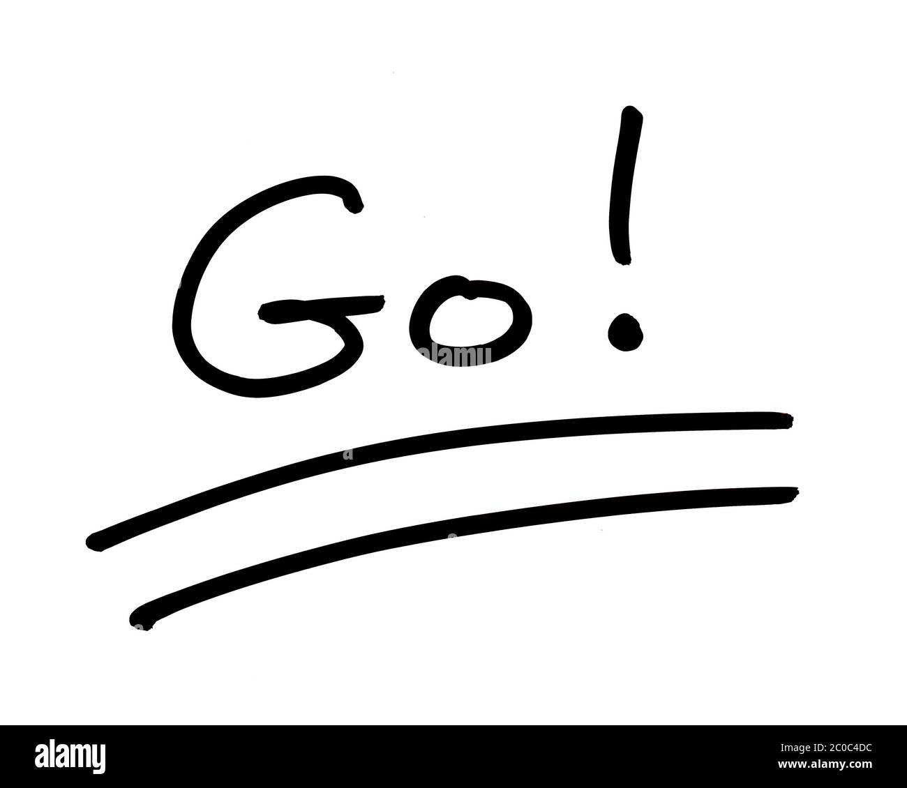 Go! handwritten on a white background Stock Photo - Alamy