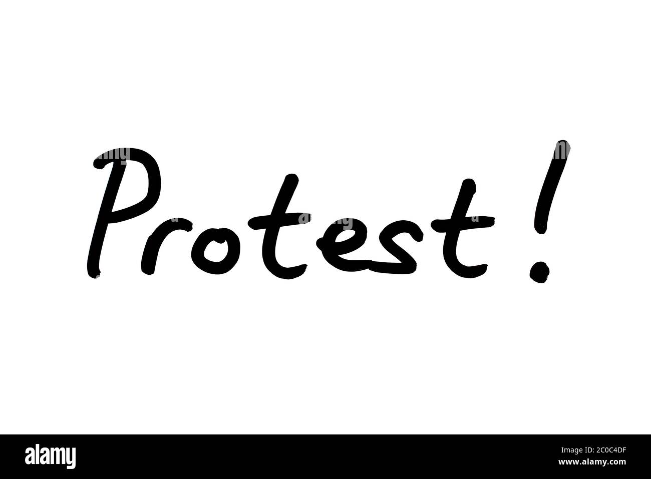 Protest! handwritten on a white background Stock Photo - Alamy