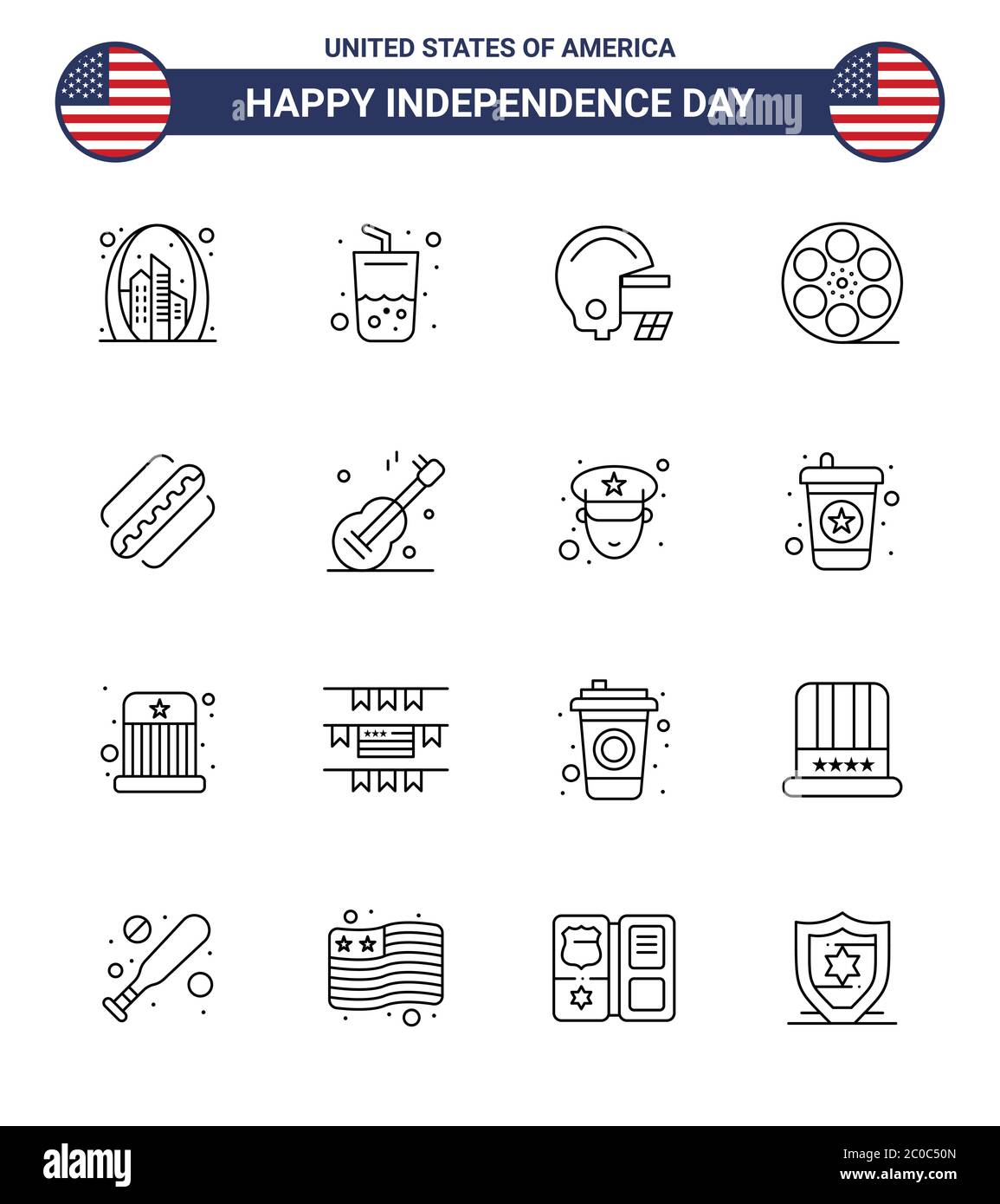 16 Creative USA Icons Modern Independence Signs and 4th July Symbols of ...