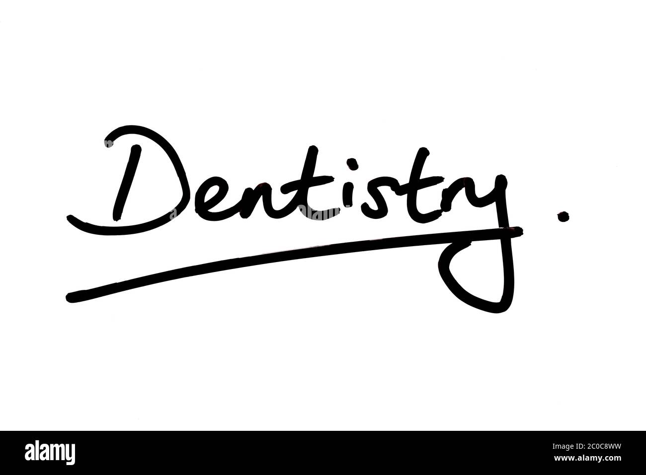 Dentistry handwritten on a white background Stock Photo - Alamy