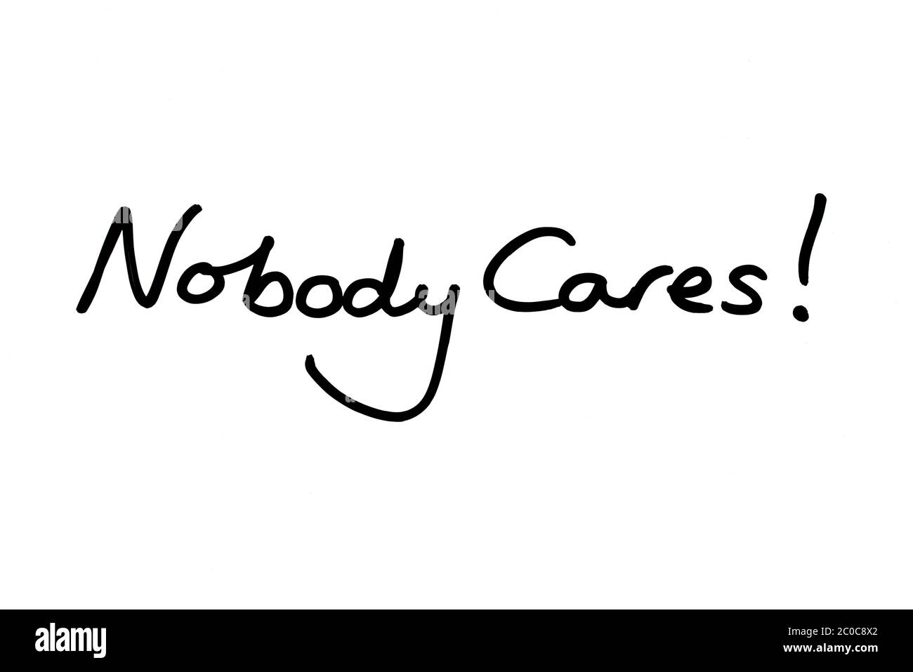 Nobody Cares! handwritten on a white background Stock Photo - Alamy