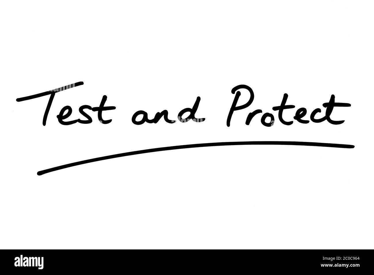 Test and Protect handwritten on a white background Stock Photo - Alamy