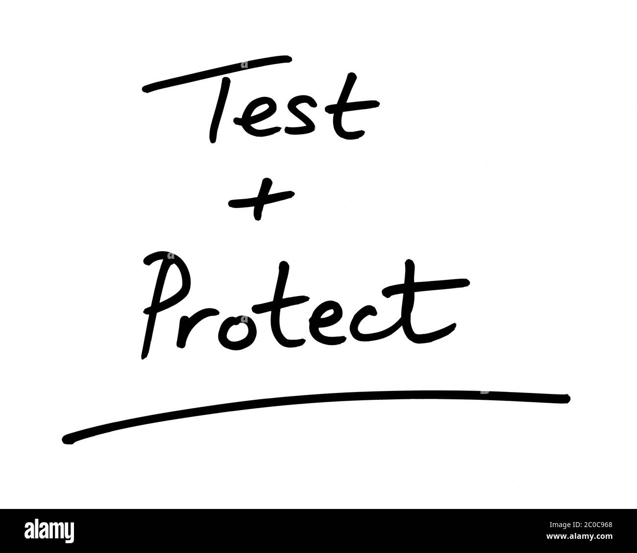 Test and Protect handwritten on a white background Stock Photo - Alamy