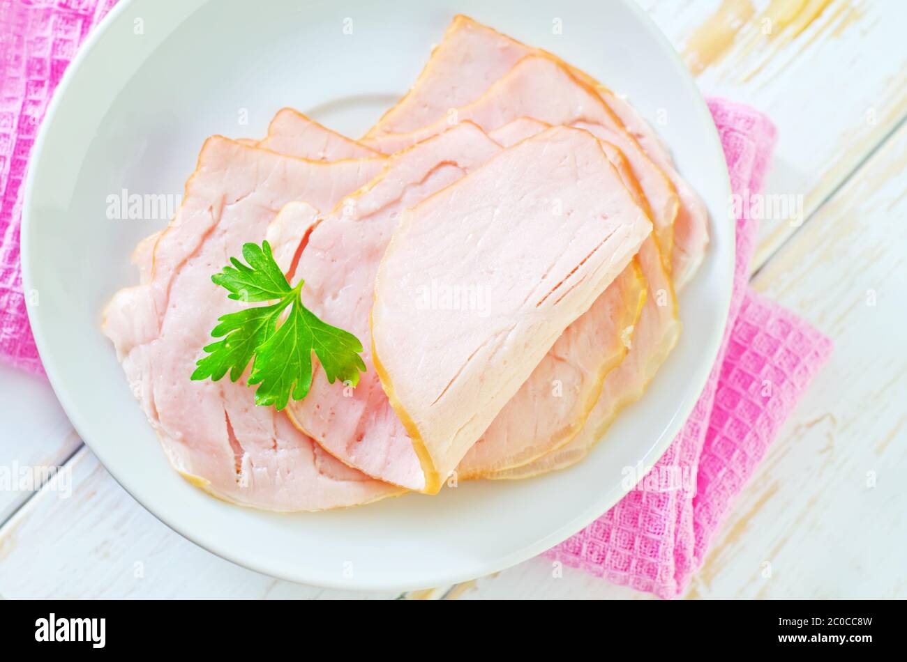 ham on plate Stock Photo - Alamy