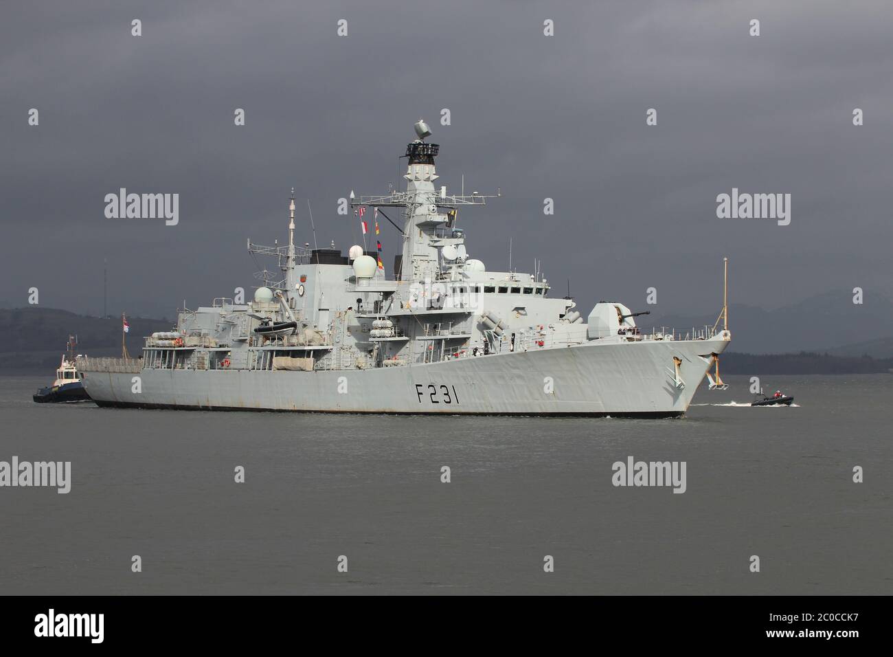 A Ministry of Defence Police RIB, escorts the Royal Navy frigate HMS ...