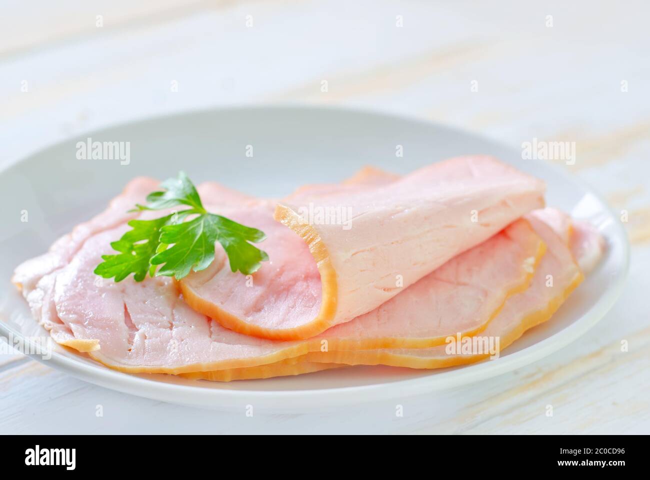 ham on plate Stock Photo - Alamy