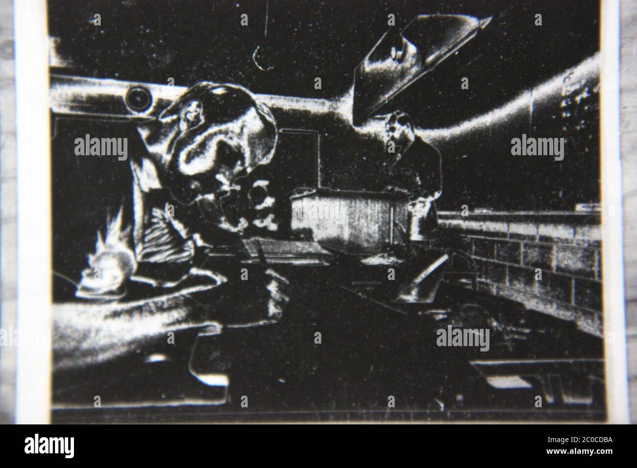 Fine 70s vintage black and white extreme photography of a man taking ...