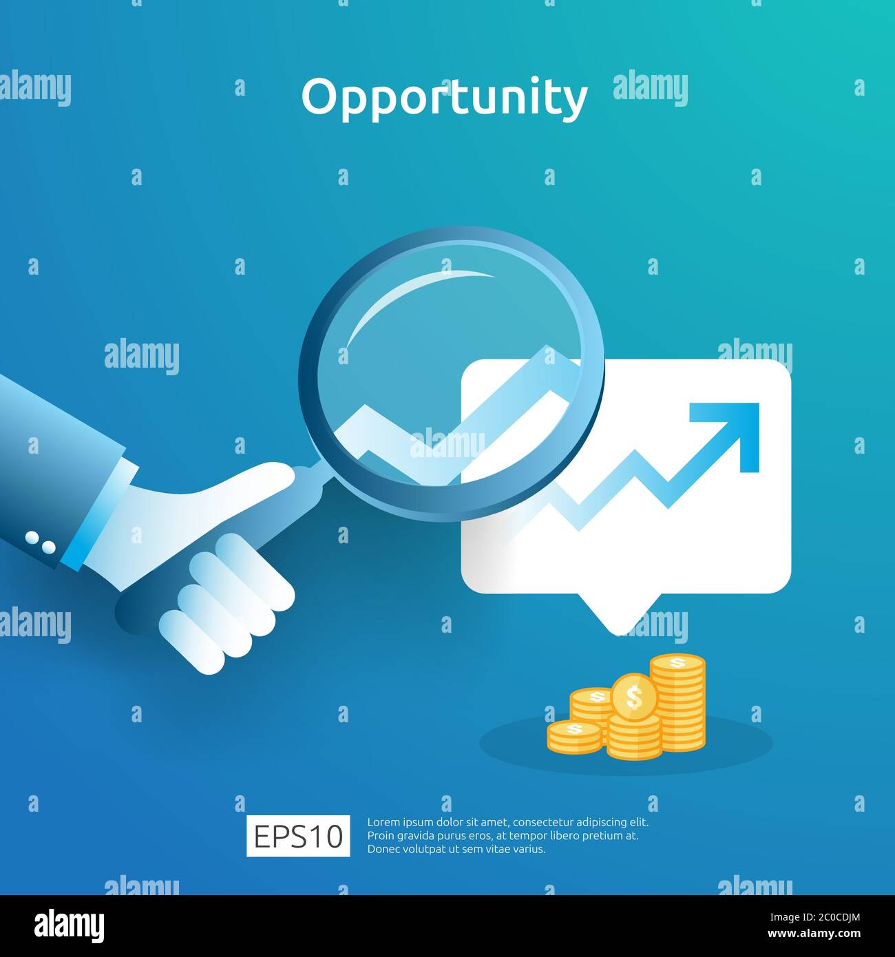 business idea analytic and opportunity research concept with increase ...
