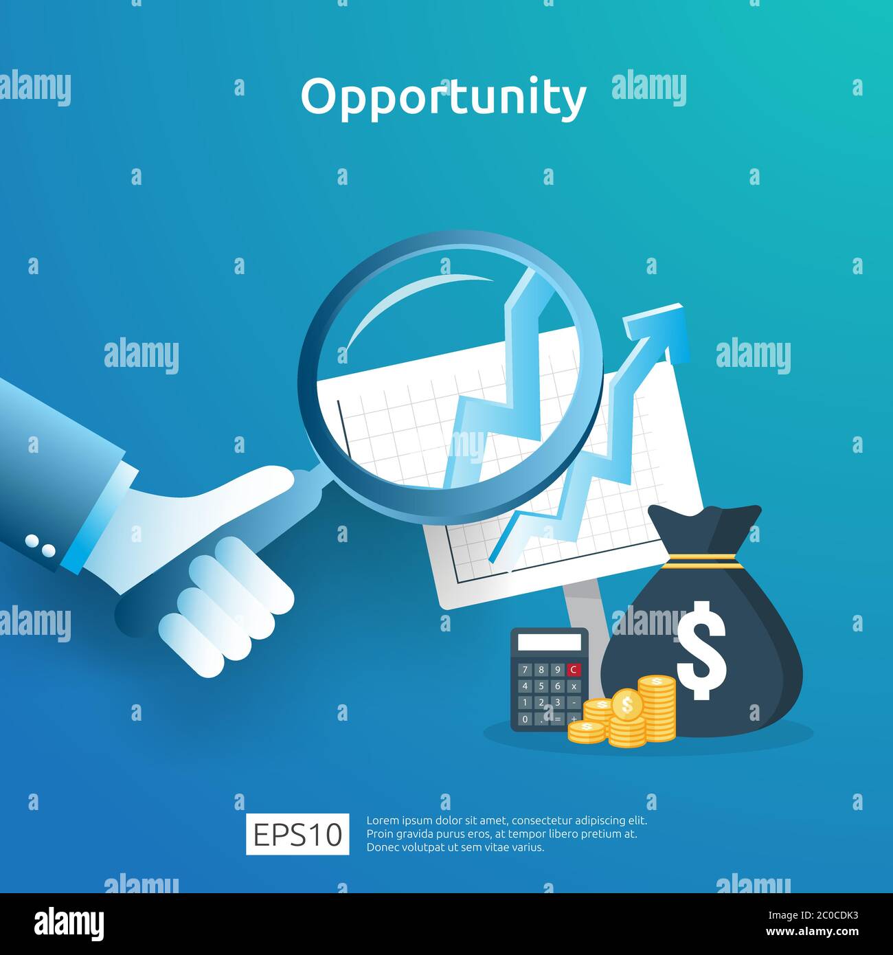 business idea analytic and opportunity research concept with increase ...