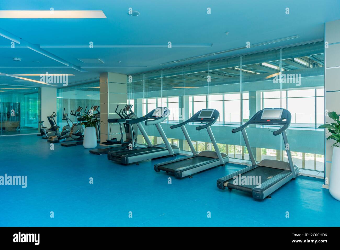 Modern gym with various sports equipment Stock Photo - Alamy