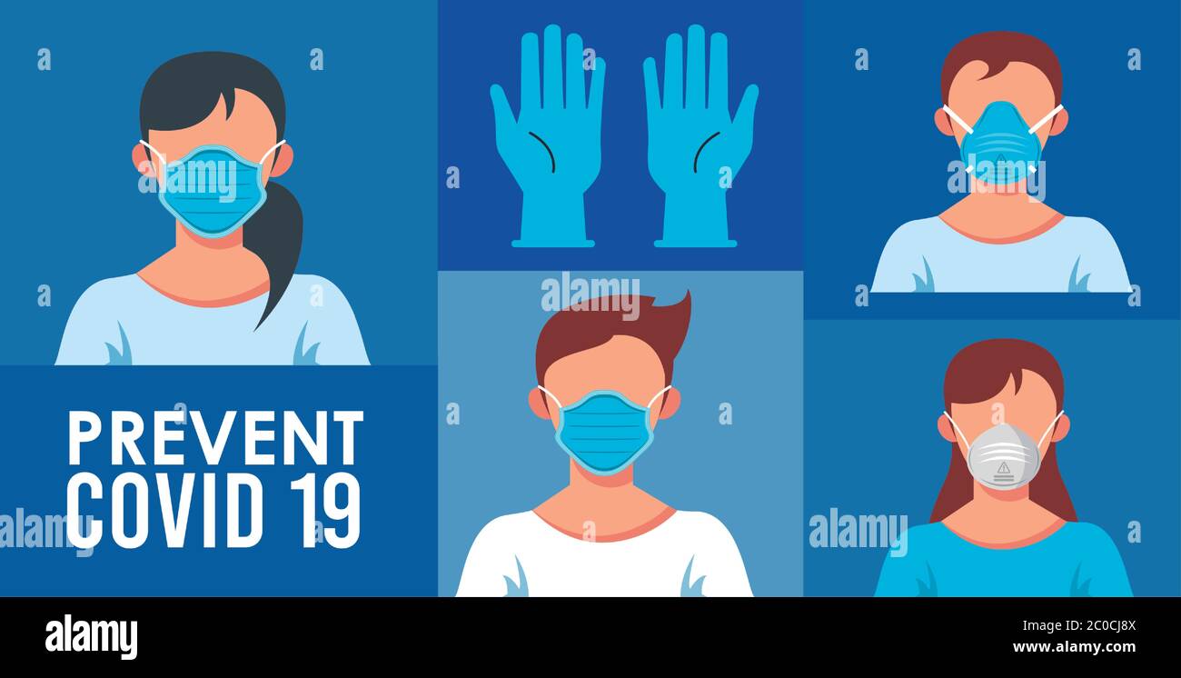 use surgical mask prevent covid19 poster vector illustration design ...