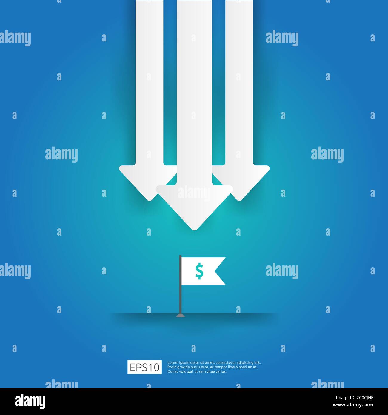 business crisis concept. money fall down with arrow decrease symbol. economy stretching rising ...