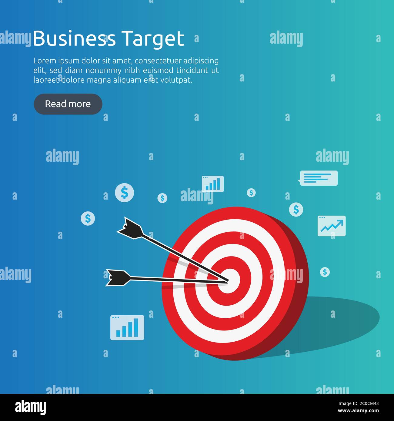 red dartboard center goal. strategy achievement and business success ...