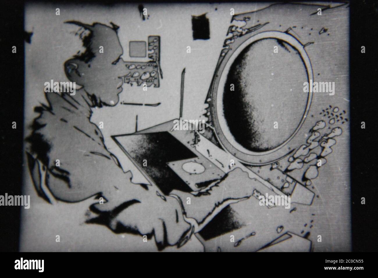 Fine 70s vintage black and white extreme photography of a smart ...