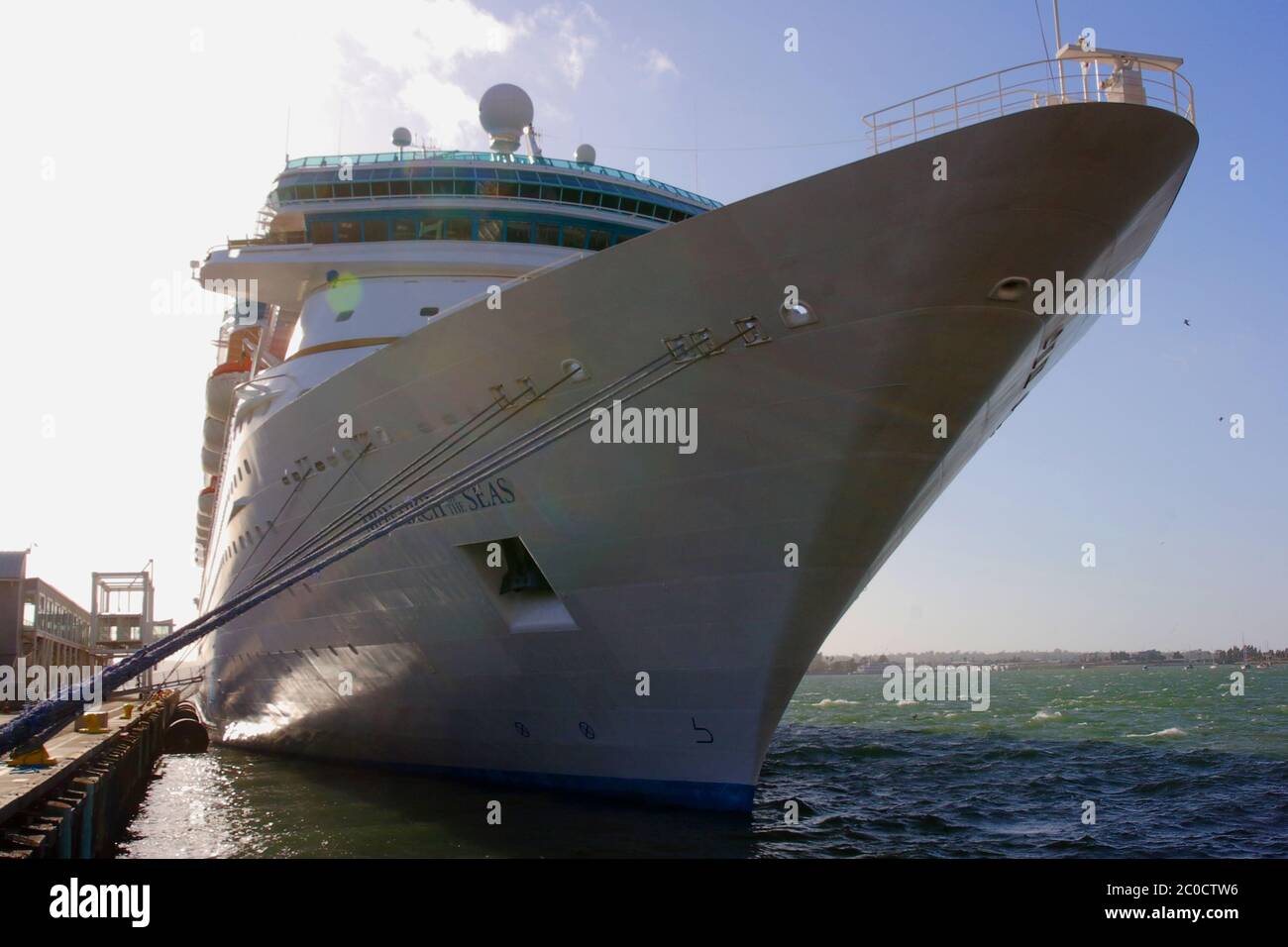 A large cruise ship, view from in front of the bow Stock Photo - Alamy
