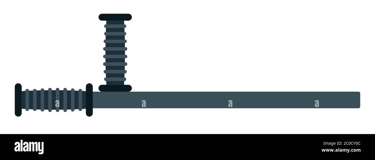 Rubber baton with handle, police outfit vector icon flat isolated Stock ...