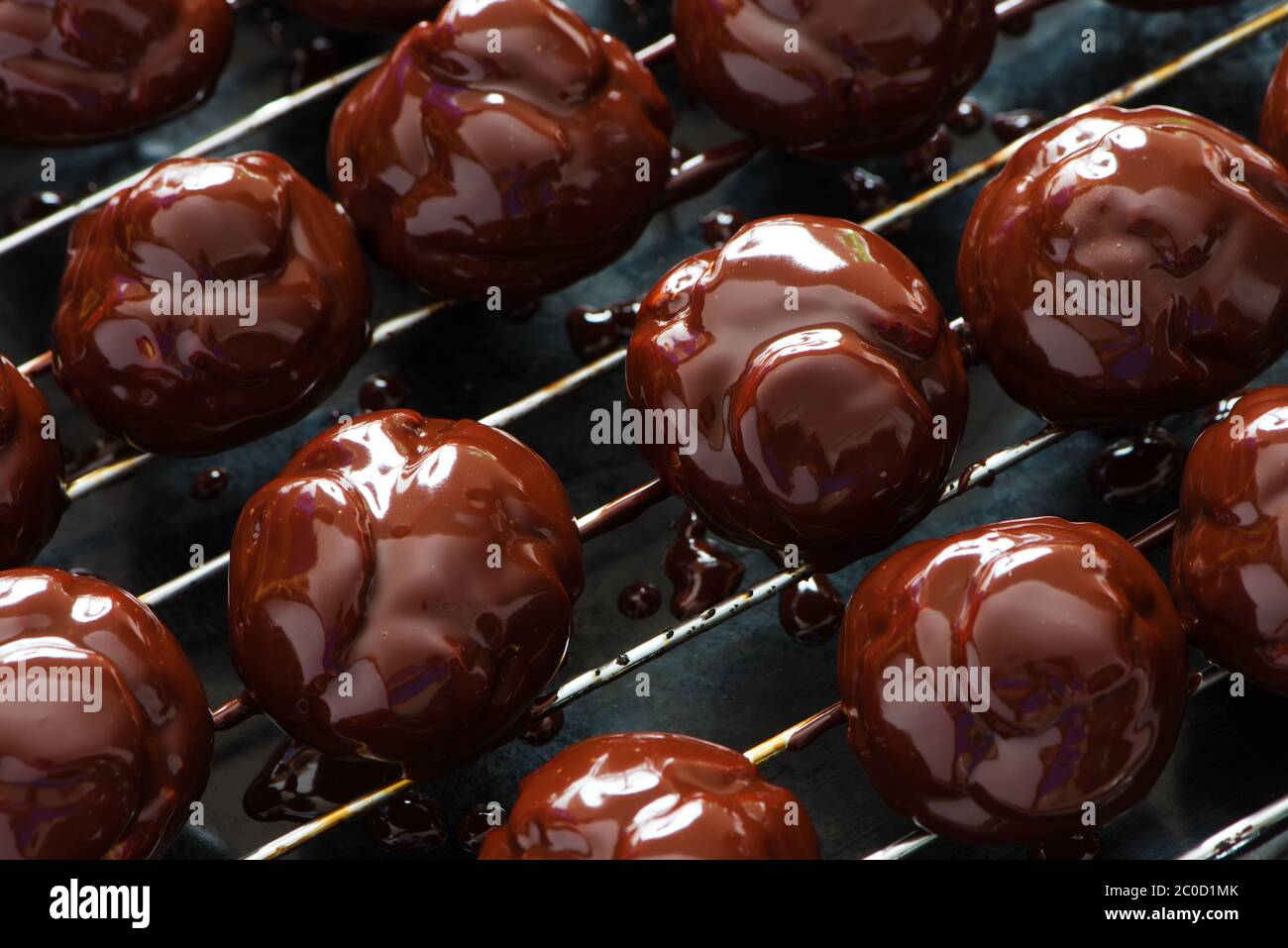 chocolate pastries just preapared placed in array composition, home ...