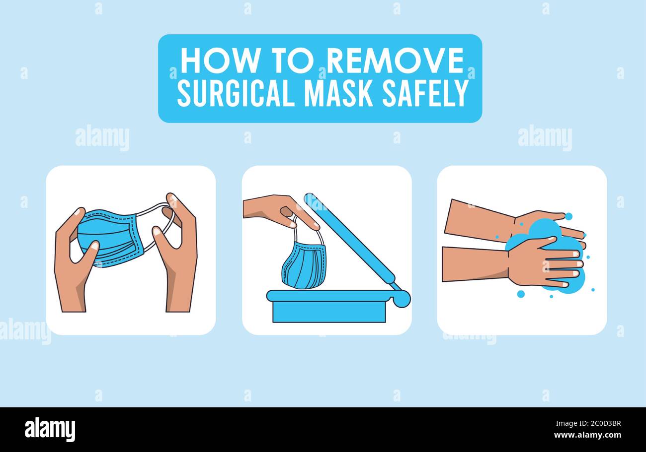 how to remove the surgical mask covid19 infographic vector illustration ...