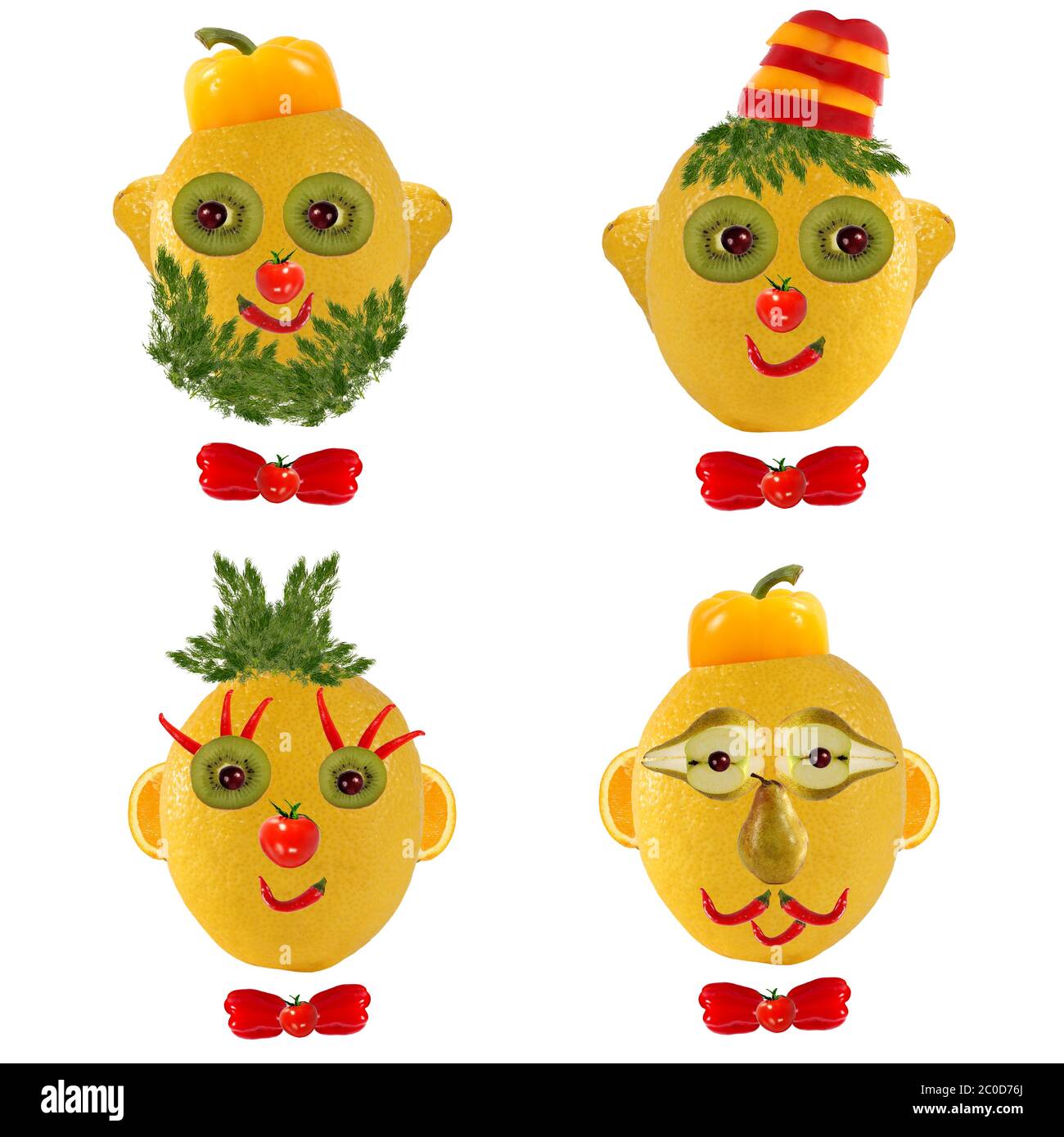 A creative set of food concepts. A few funny portraits from vegetables ...