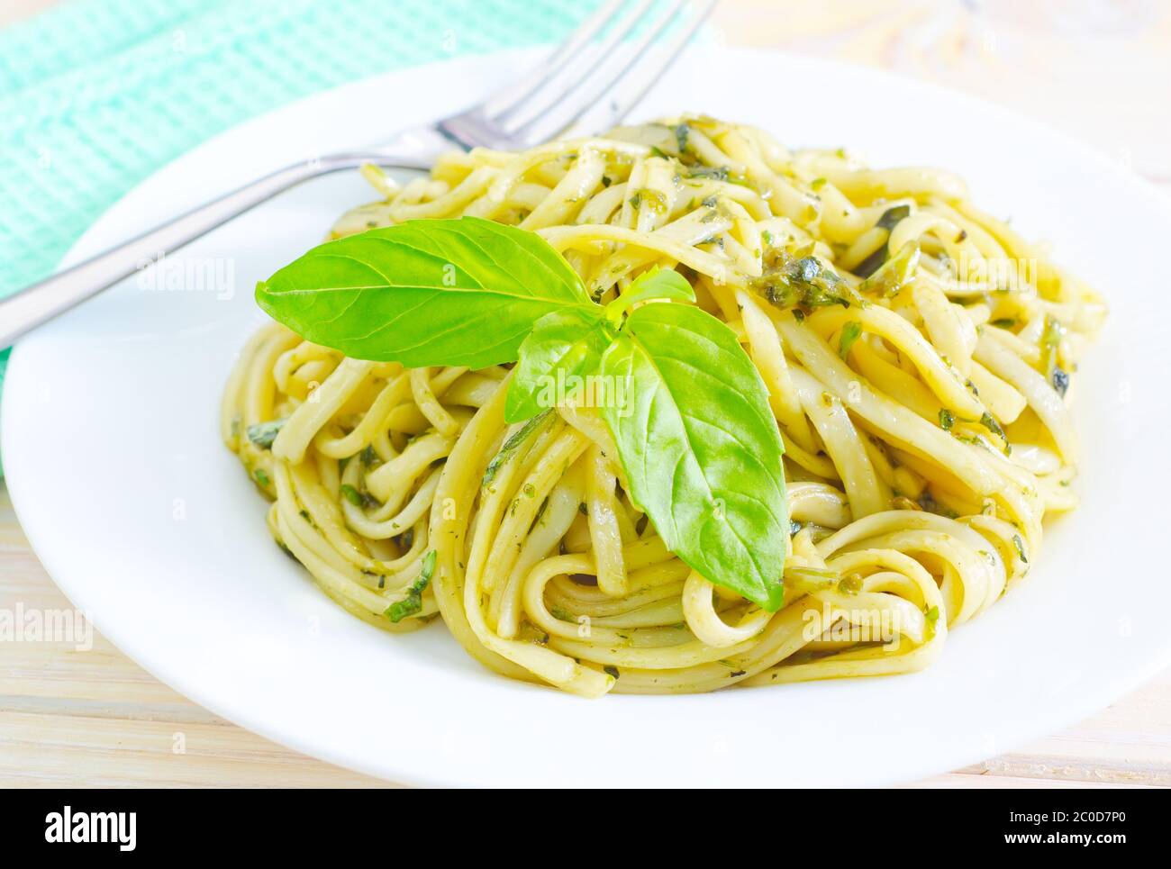 pasta with basil Stock Photo - Alamy