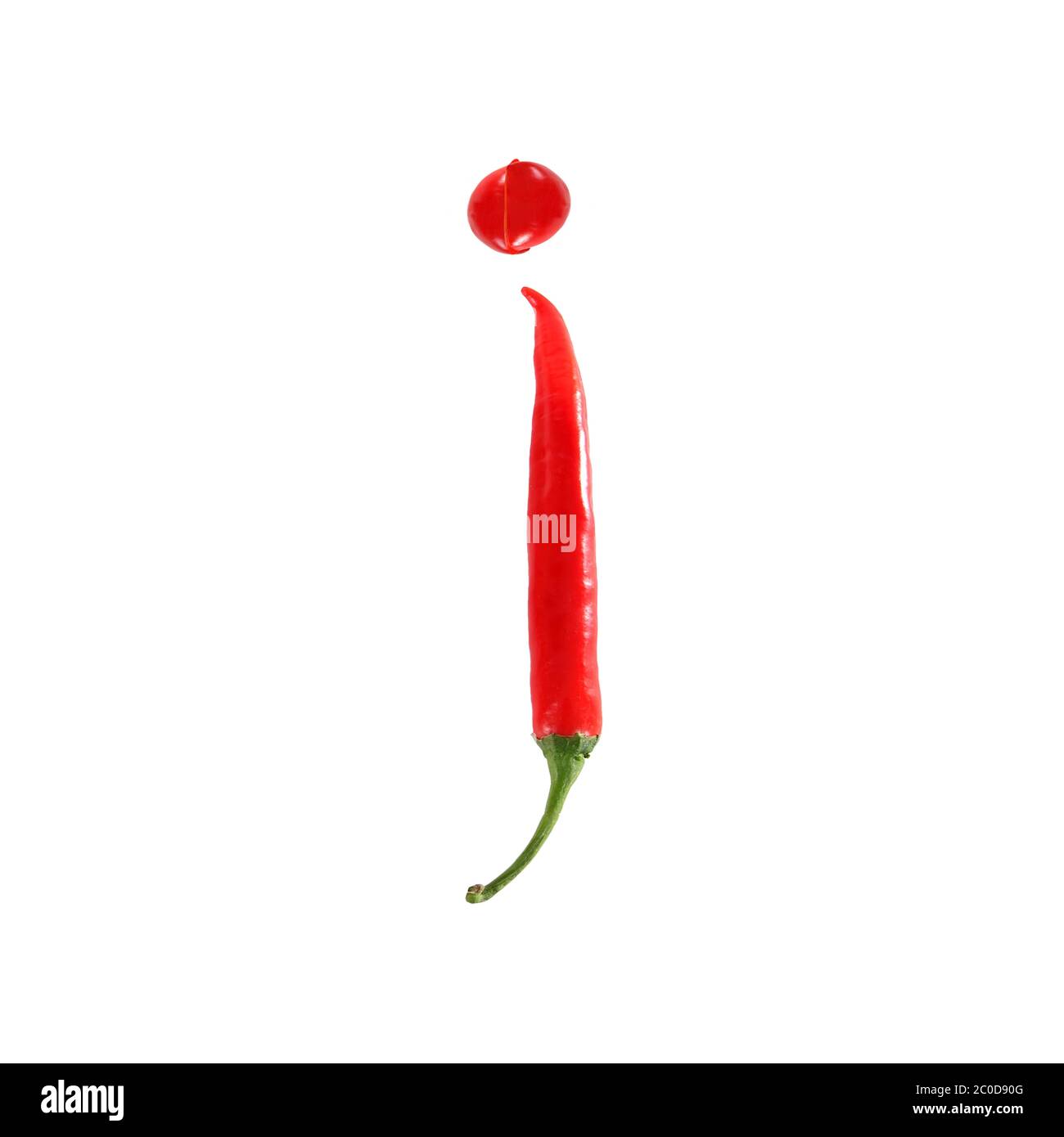 Font made of hot red chili pepper isolated on white - letter I Stock ...