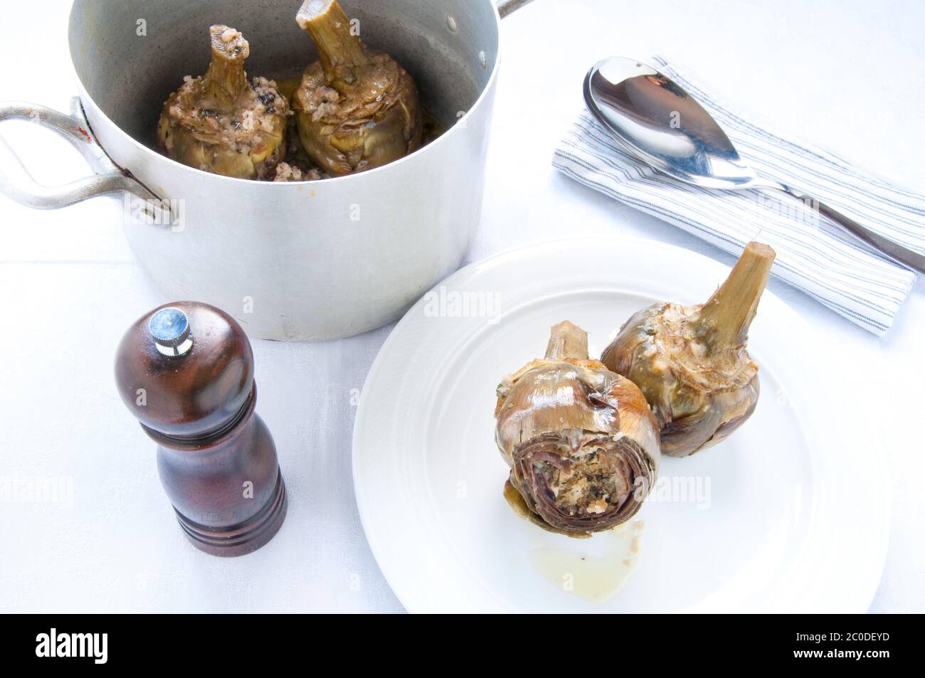 Artichokes stuffed with bread , garlic, olive oil , typical Roman dish ...