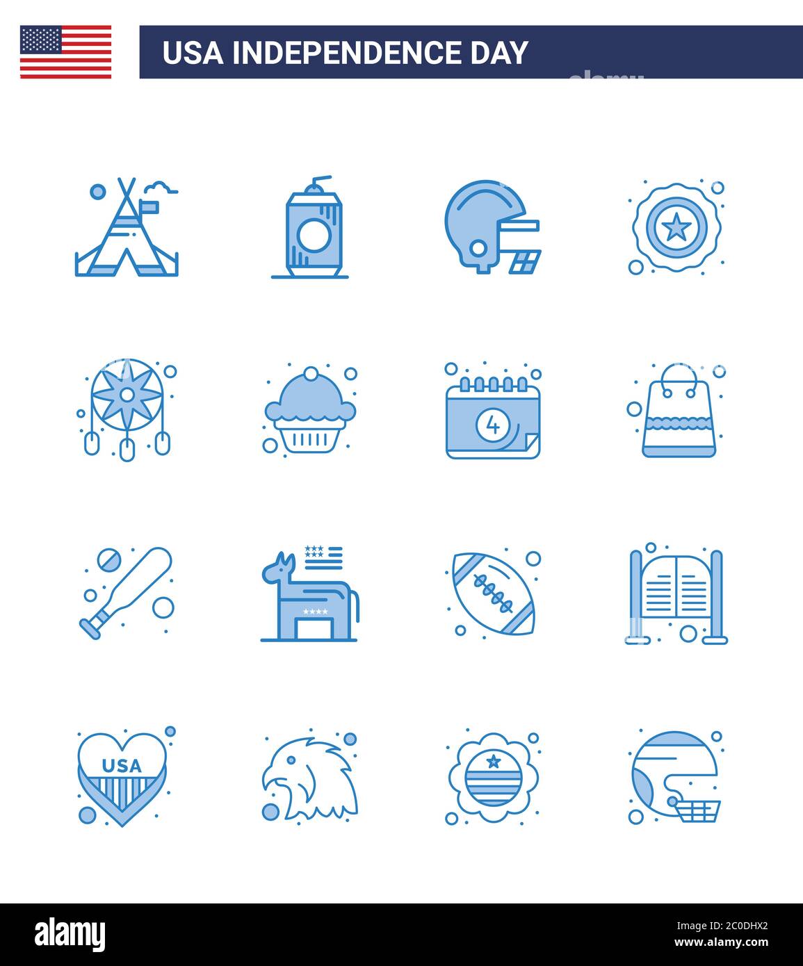 16 Creative USA Icons Modern Independence Signs and 4th July Symbols of ...