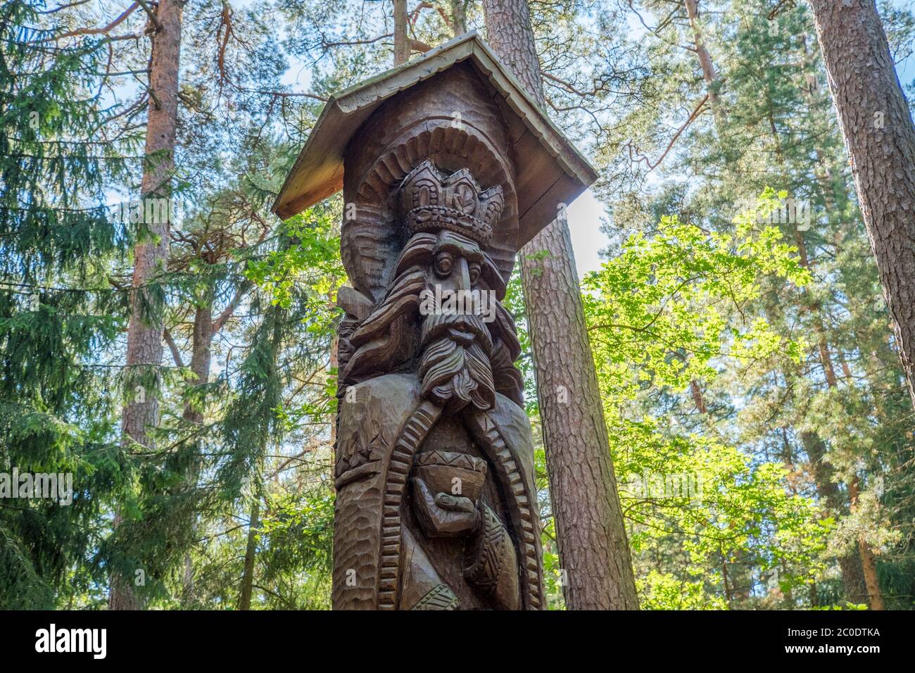 Old King column. One of the amusing, hand-carved, folktale styled ...