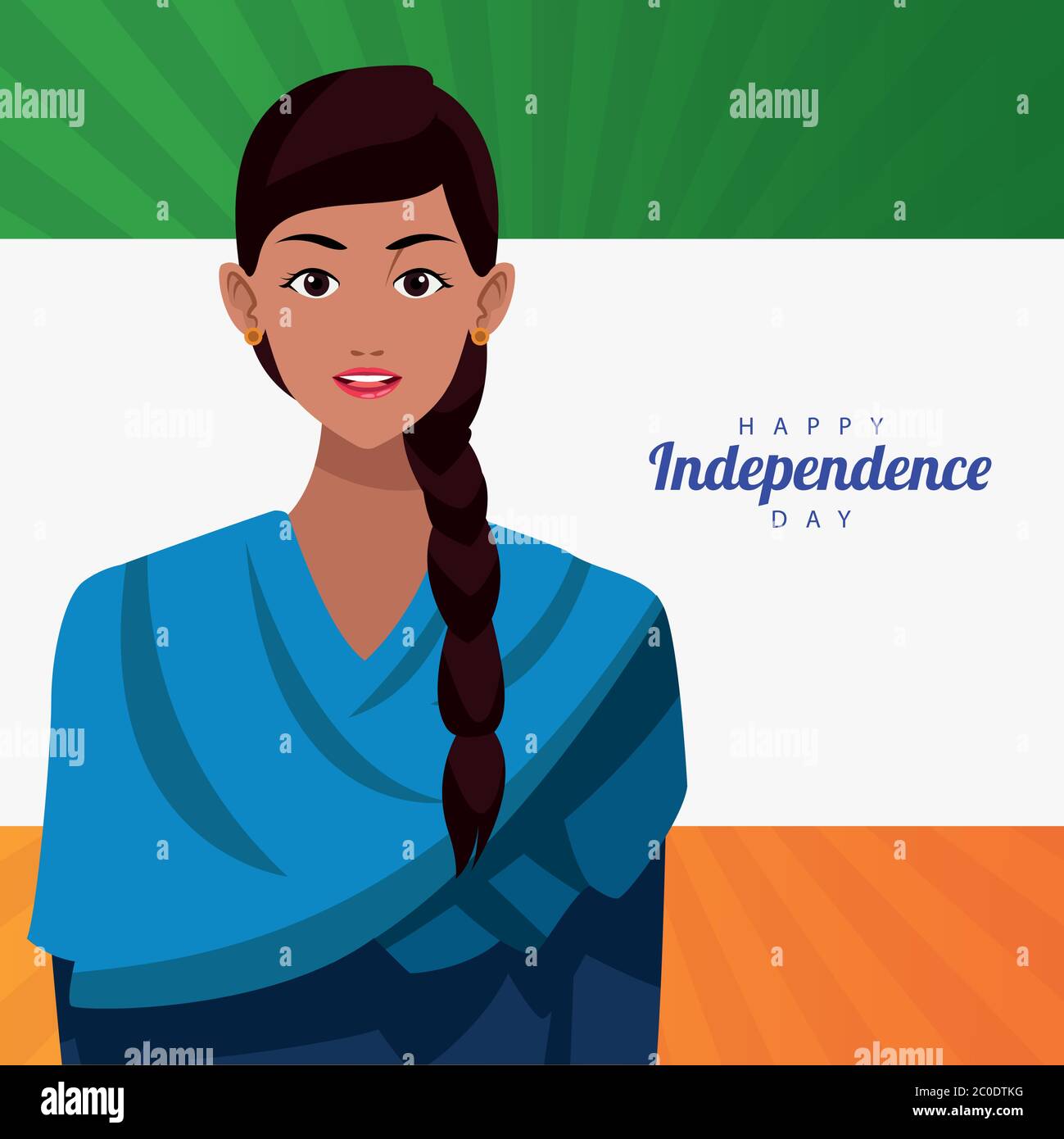 india happy independence day celebration card with woman and flag ...