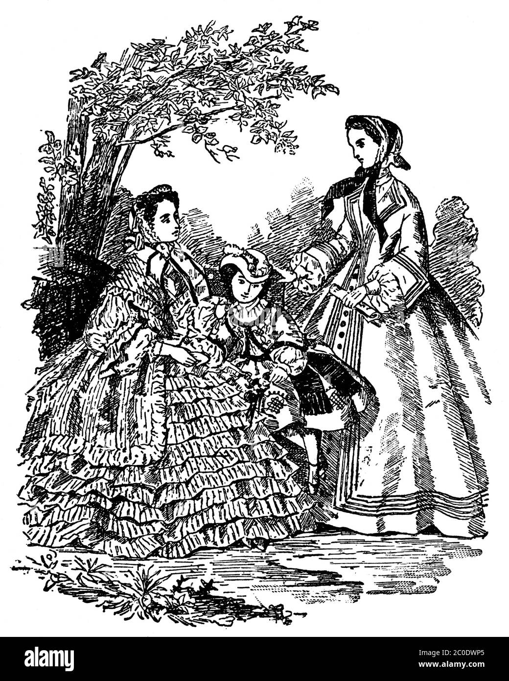 The English ladies fashion, 1860. Illustration of the 19th century ...
