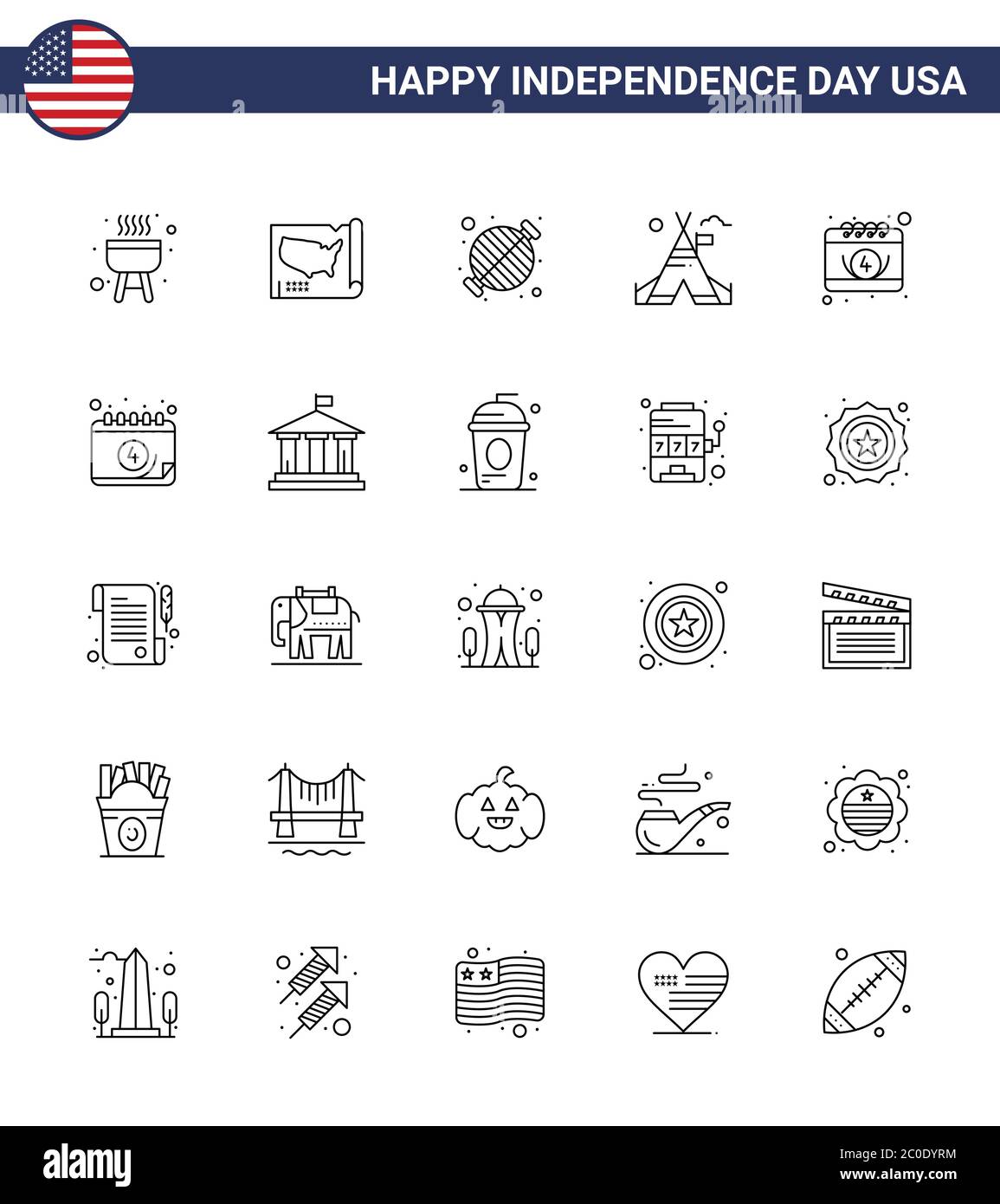 25 Creative USA Icons Modern Independence Signs and 4th July Symbols of ...
