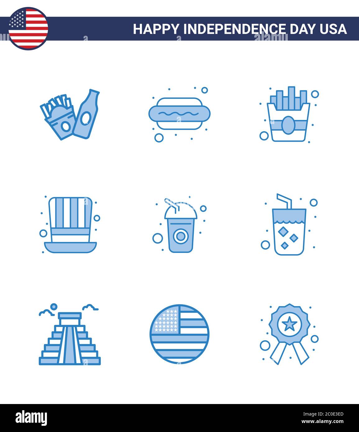 9 Creative USA Icons Modern Independence Signs and 4th July Symbols of ...