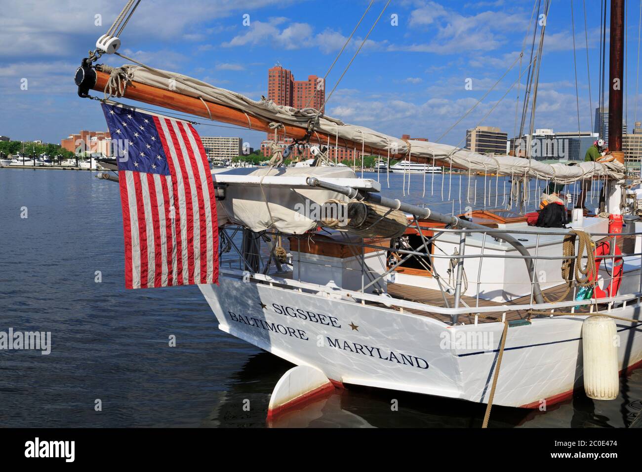 Historic sailing boat Sigsbee, Inner Harbor, Baltimore, Maryland, USA ...