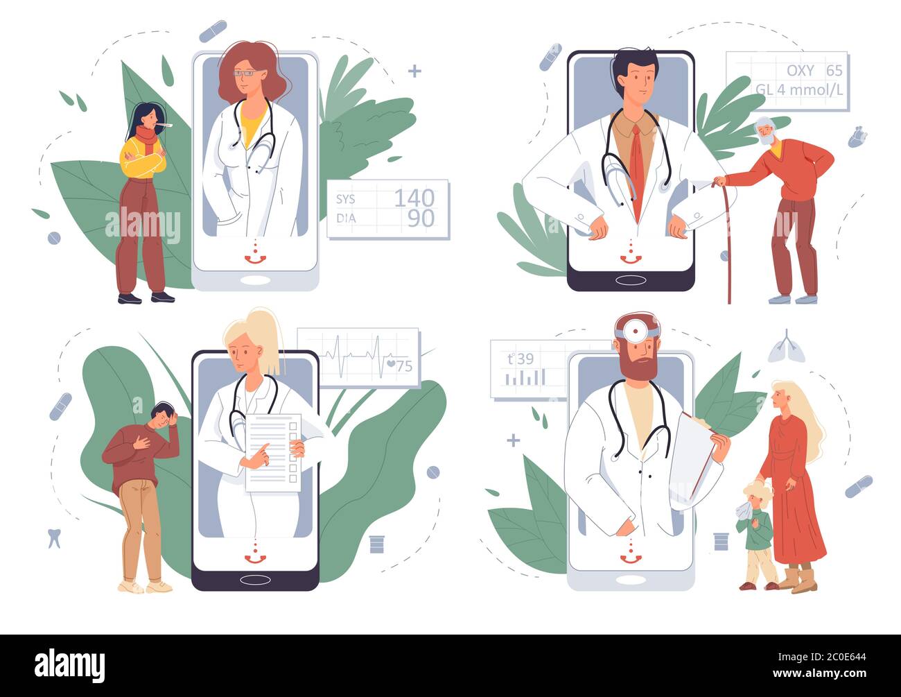 Online doctor smartphone practitioner Stock Vector Images - Alamy