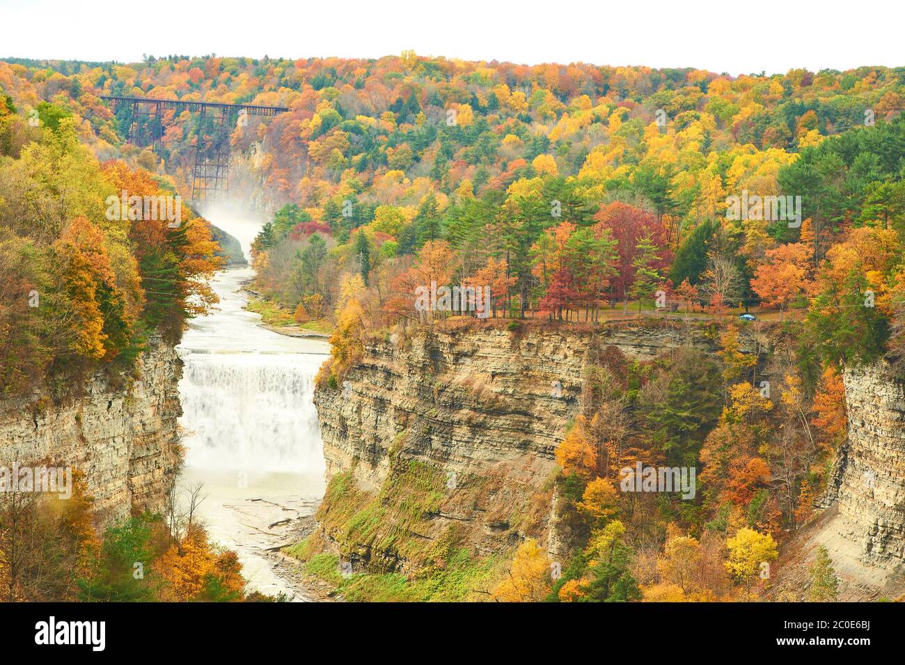 Autumn scene of waterfalls and gorge Stock Photo - Alamy