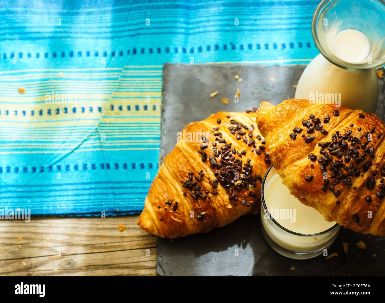 Traditional breakfast with croissant Stock Photo - Alamy