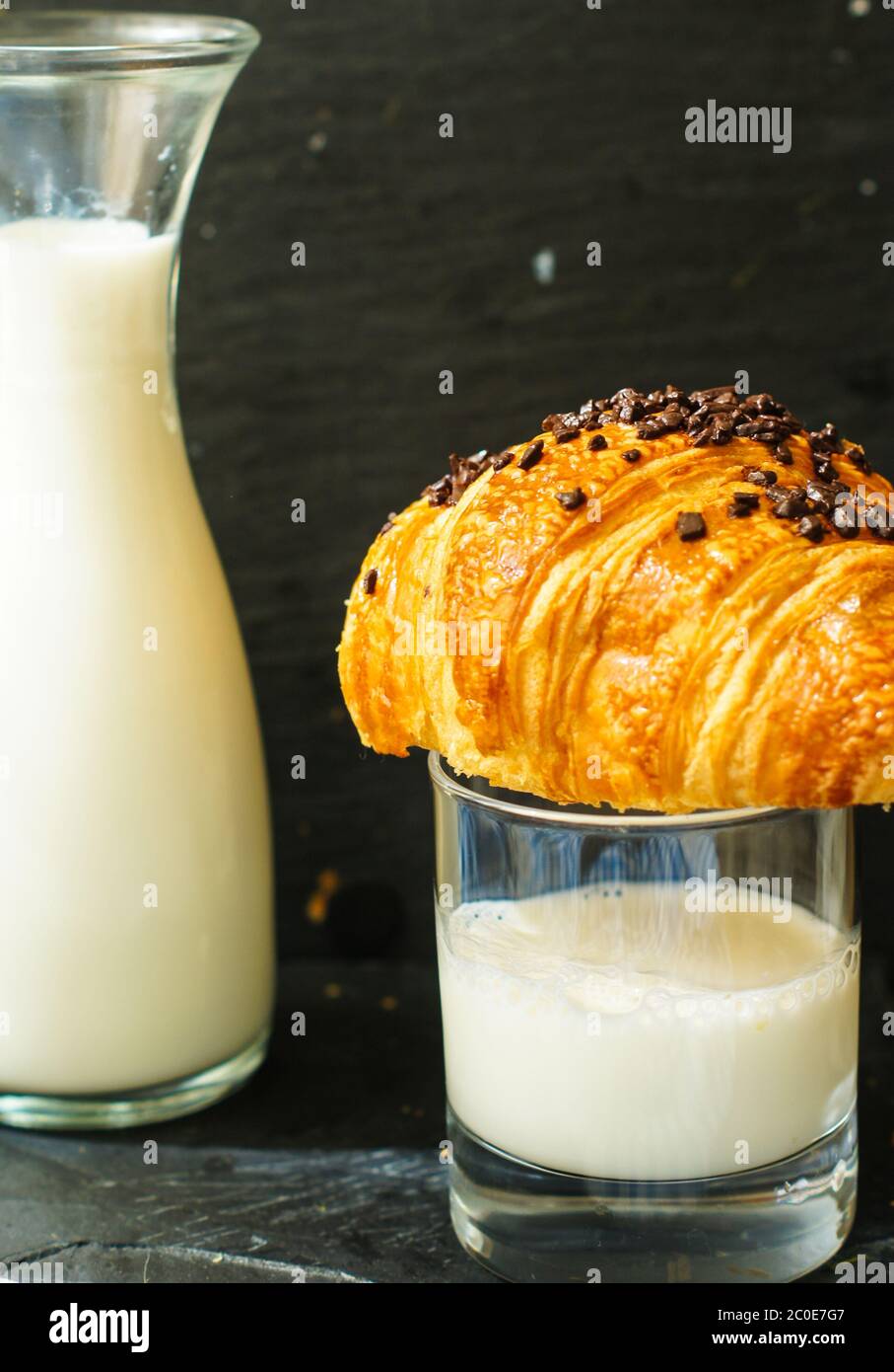 Traditional breakfast with croissant Stock Photo - Alamy