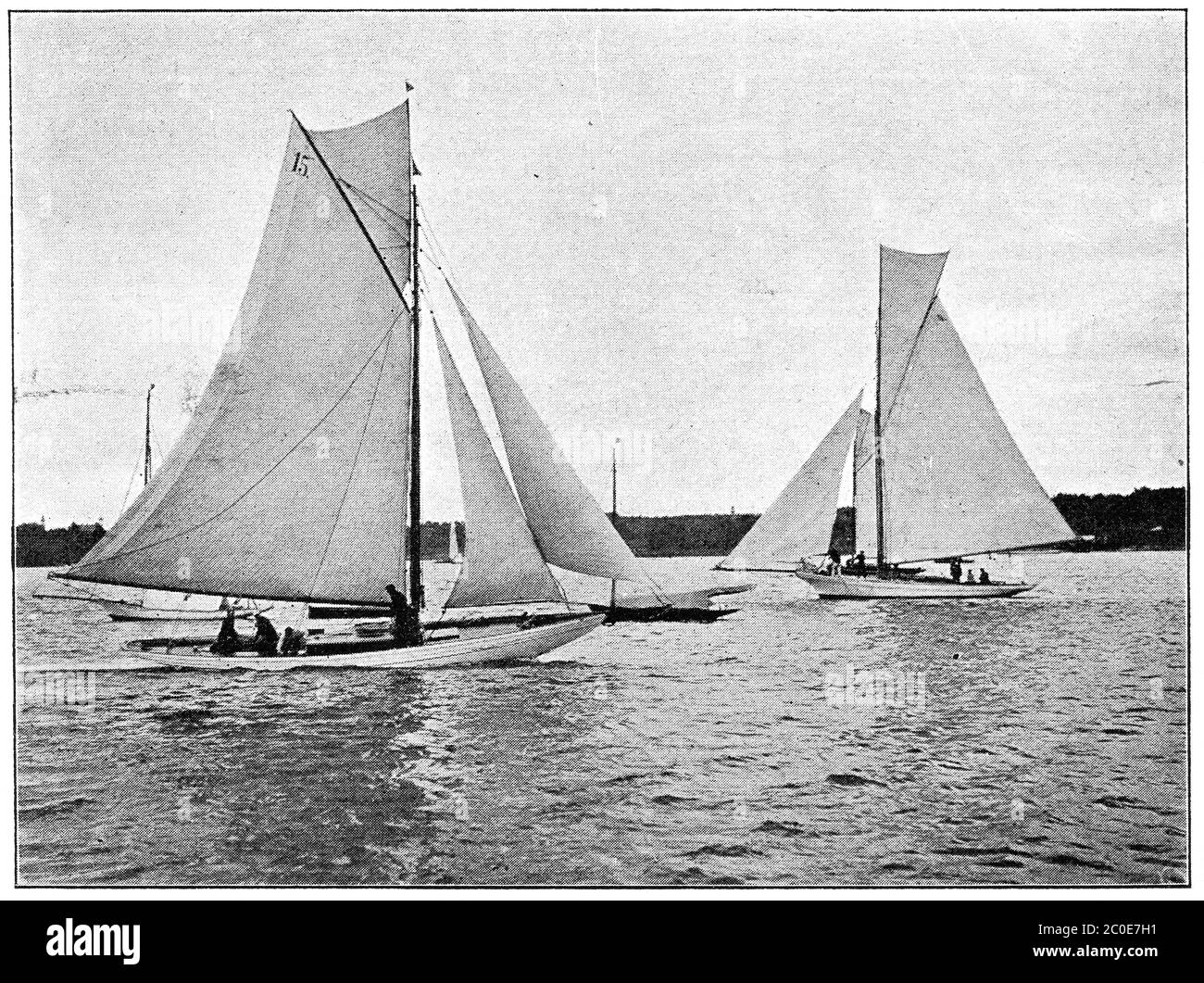 Sailing Regatta. Illustration of the 19th century. White background ...