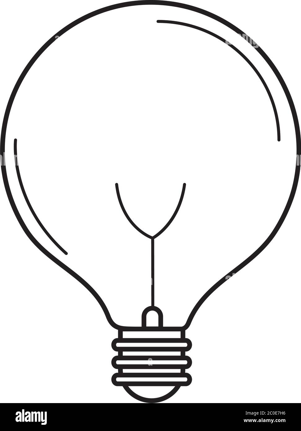 electric light bulb, round lamp, eco idea metaphor, isolated icon line ...