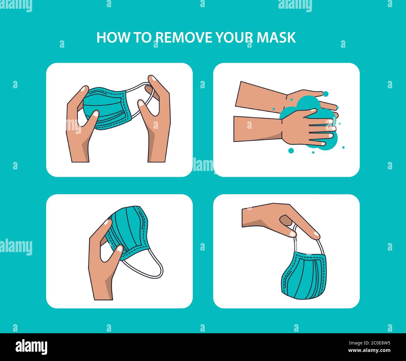 how to remove the surgical mask covid19 infographic vector illustration ...