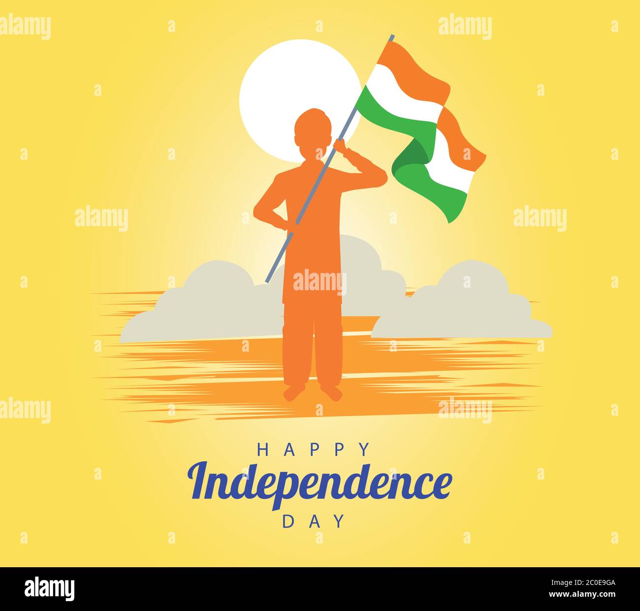 india happy independence day celebration card with man and flag vector ...