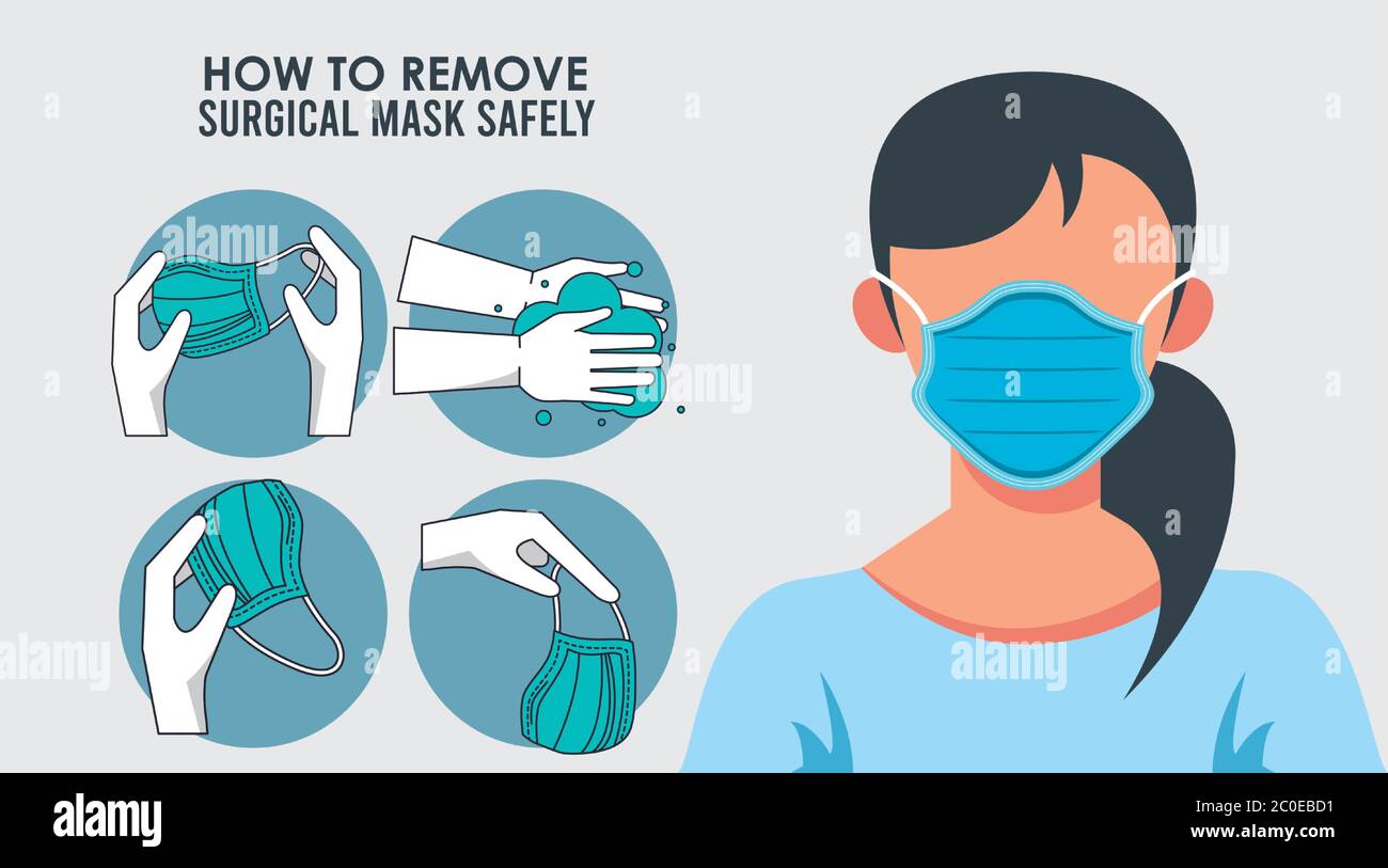 how to remove the surgical mask covid19 infographic vector illustration ...