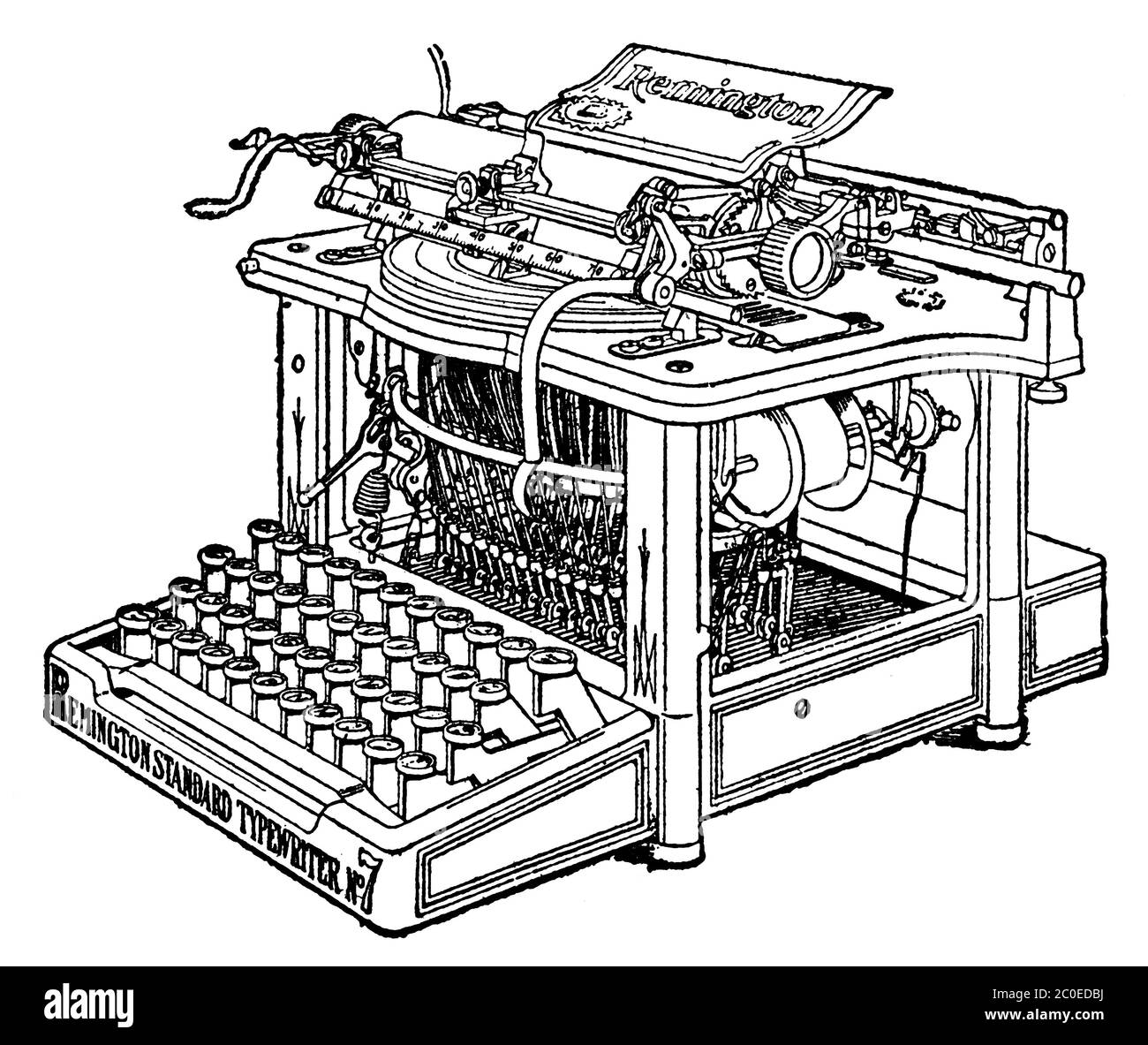 Typewriter Remington. Illustration of the 19th century. White ...