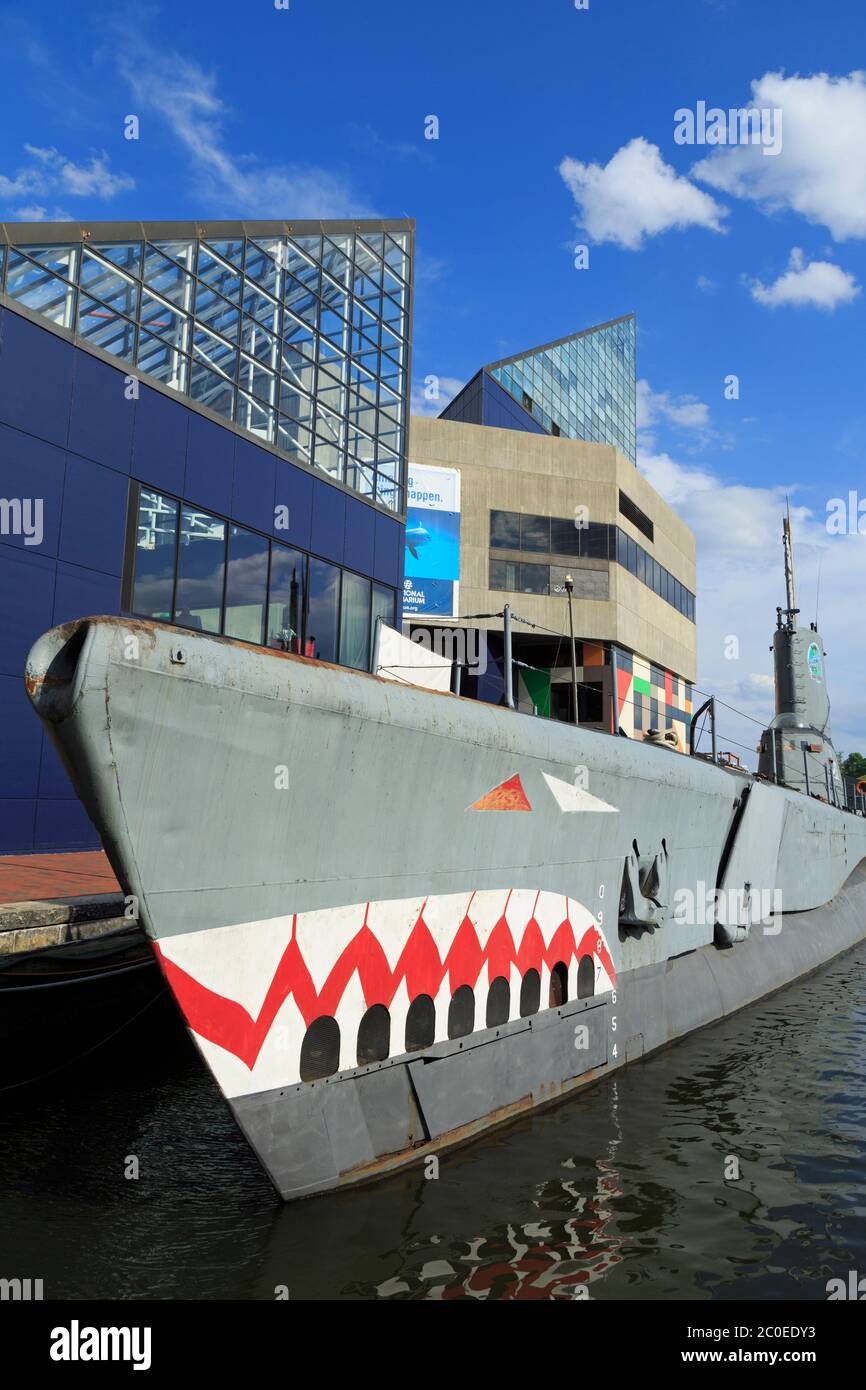 USS Torsk Submarine, Inner Harbor, Baltimore, Maryland, USA Stock Photo ...