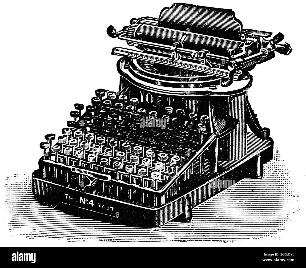 Typewriter Yost. Illustration of the 19th century. White background ...