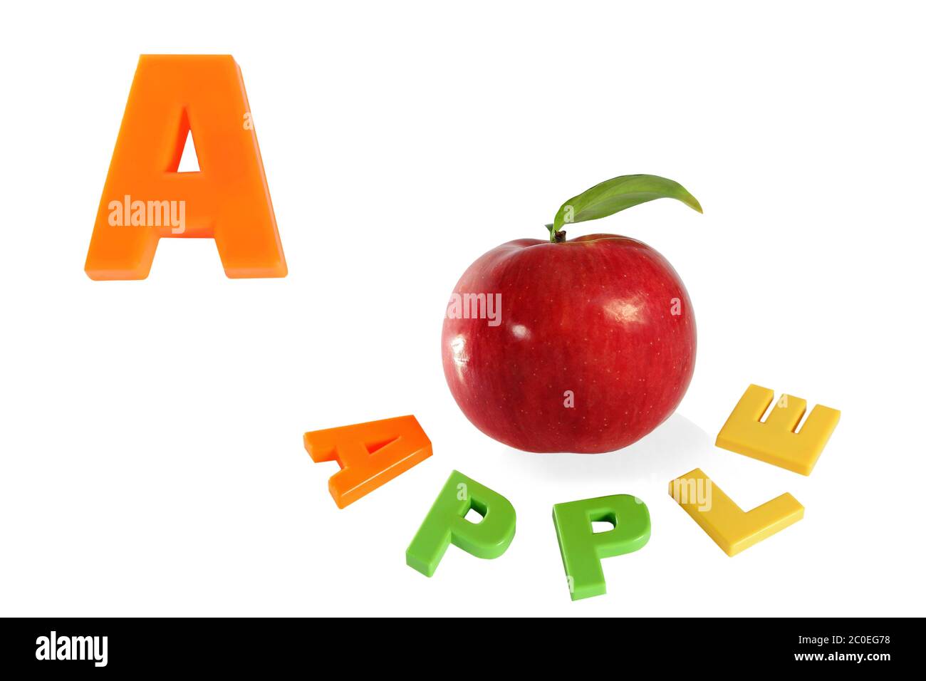 Illustrated alphabet letter A and apple Stock Photo - Alamy