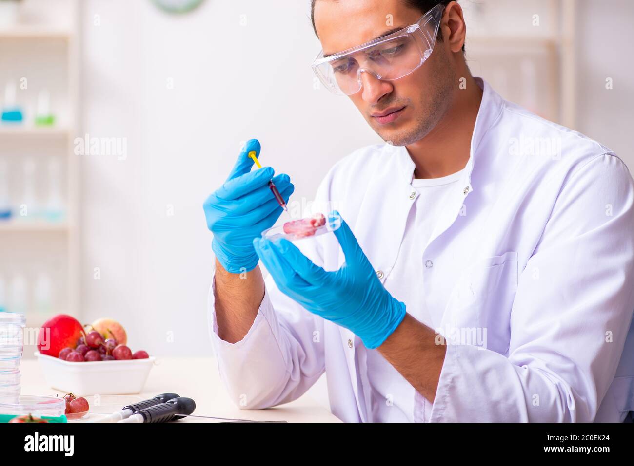 Young nutrition expert testing food products in lab Stock Photo - Alamy