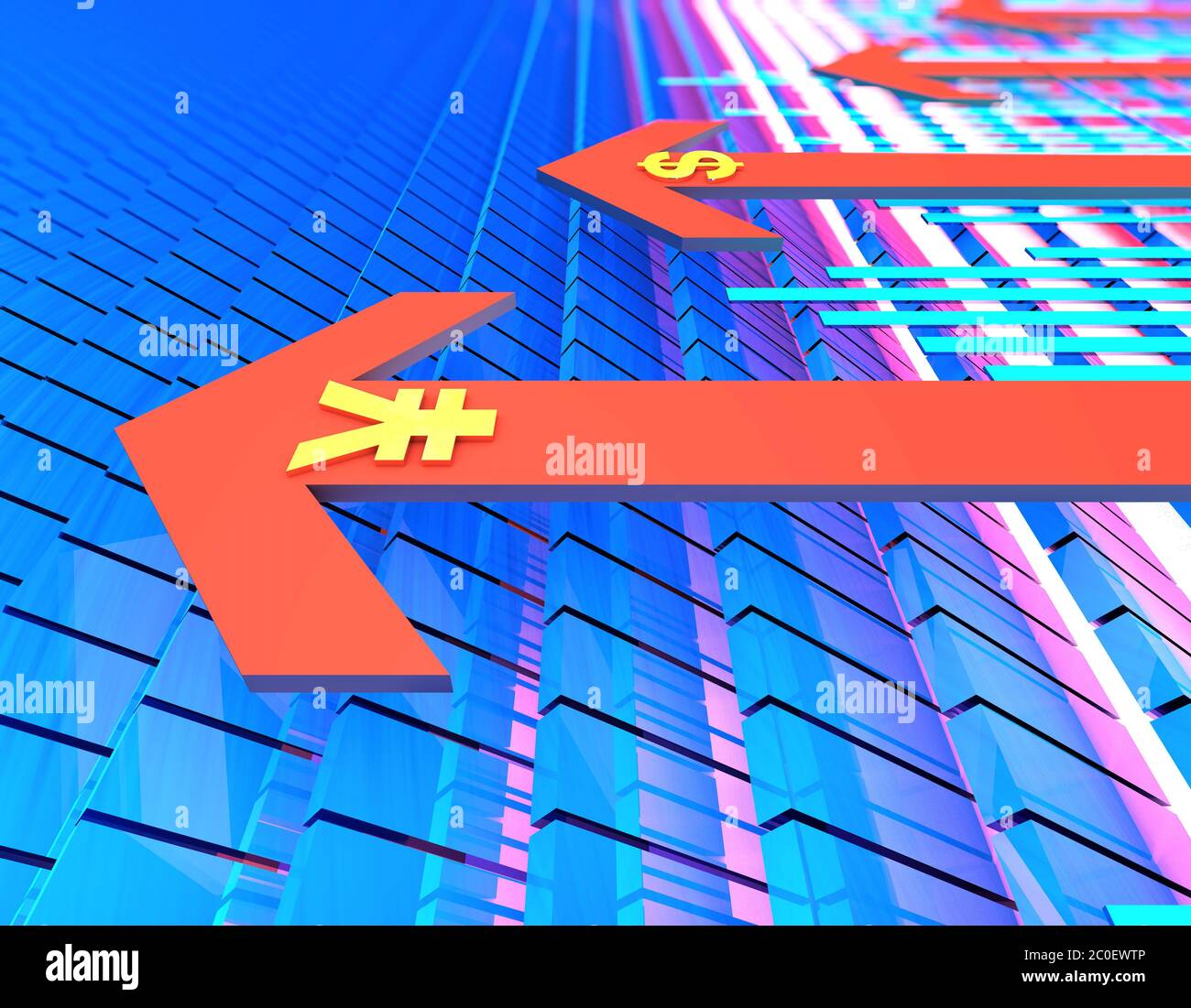 Financial stock market success arrow, dollar and yuan Stock Photo - Alamy